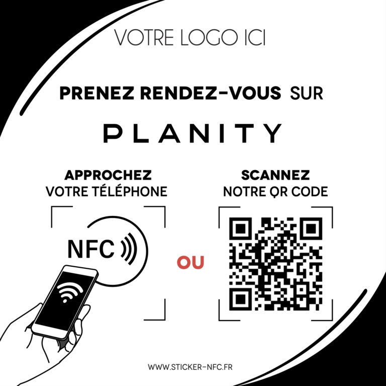 Plaque NFC Planity prendre rendez-vous - Plaque Planity rdv