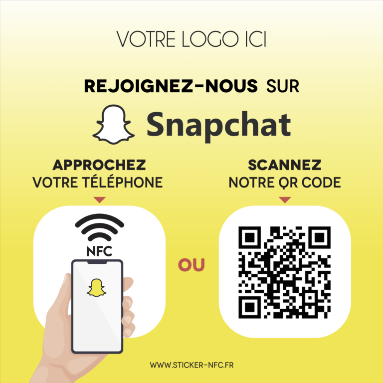 Plaque NFC avec QR Code pour Snapchat - Plaque Snap follow