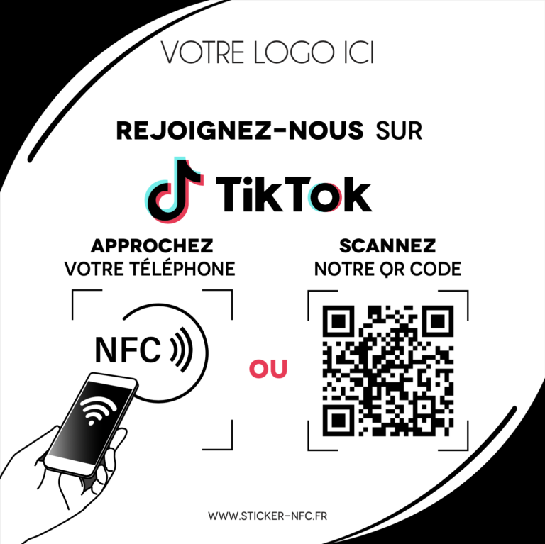 Plaque NFC TikTok avec Qr Code - Booster TikTok avec plaque